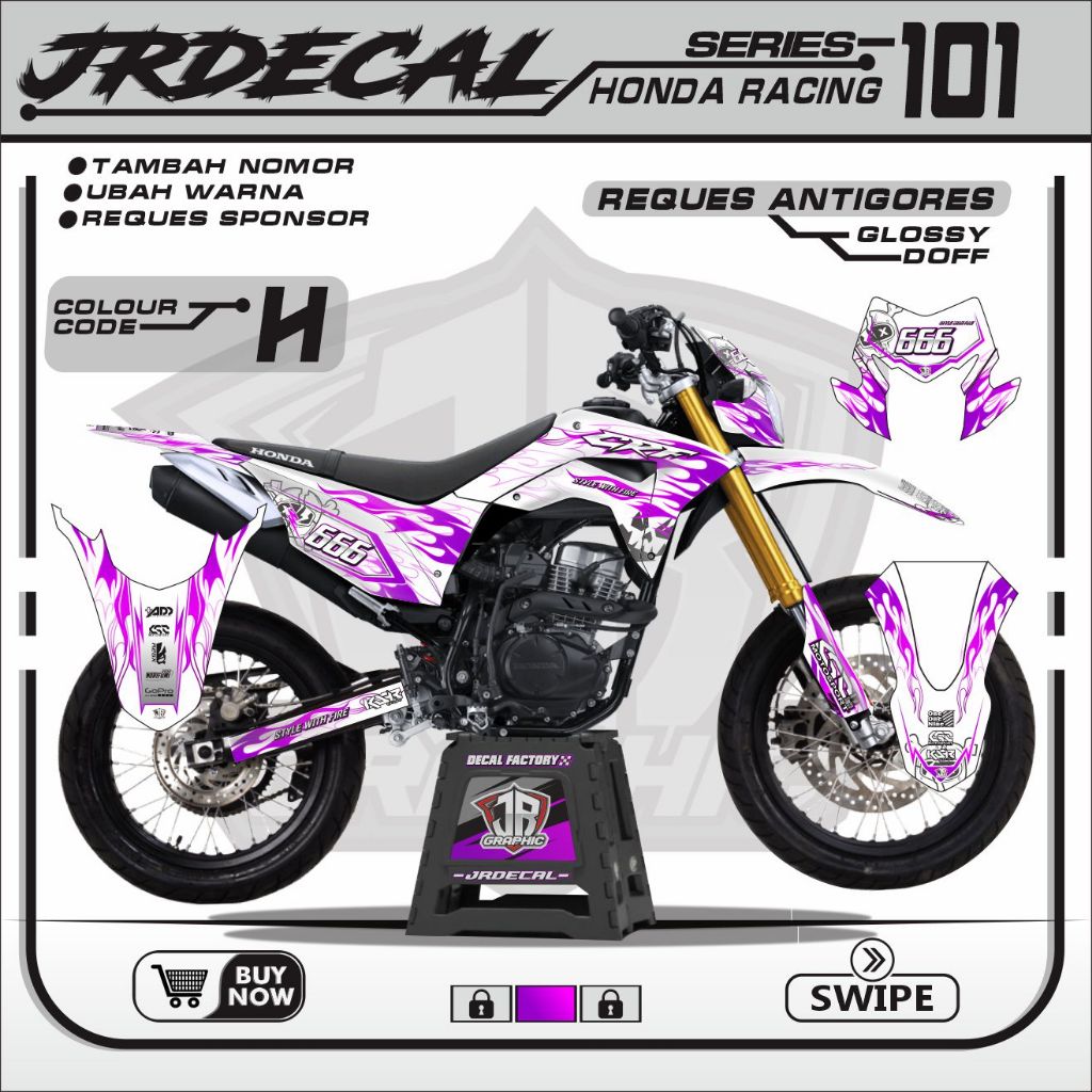 Jual (BISA COD) DECAL CRF 150 L FULL BODY HITAM DAN PUTIH VIRAL MOTIF ...