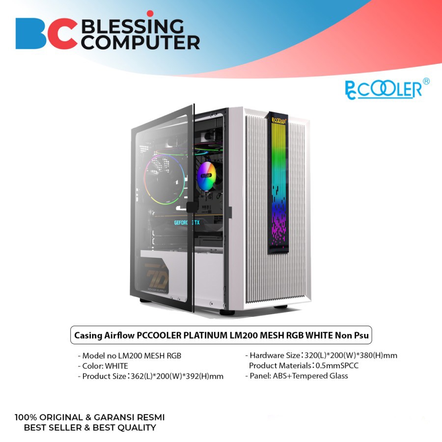Jual Casing Airflow PCCOOLER PLATINUM LM200 MESH RGB WHITE Non Psu ...