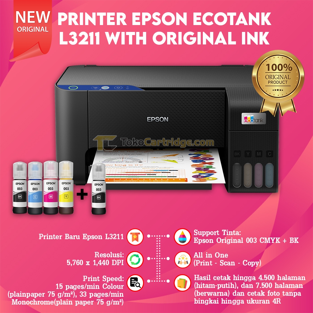Jual Printer Epson EcoTank L3211 A4 All in One Ink Tank Printer | Shopee Indonesia