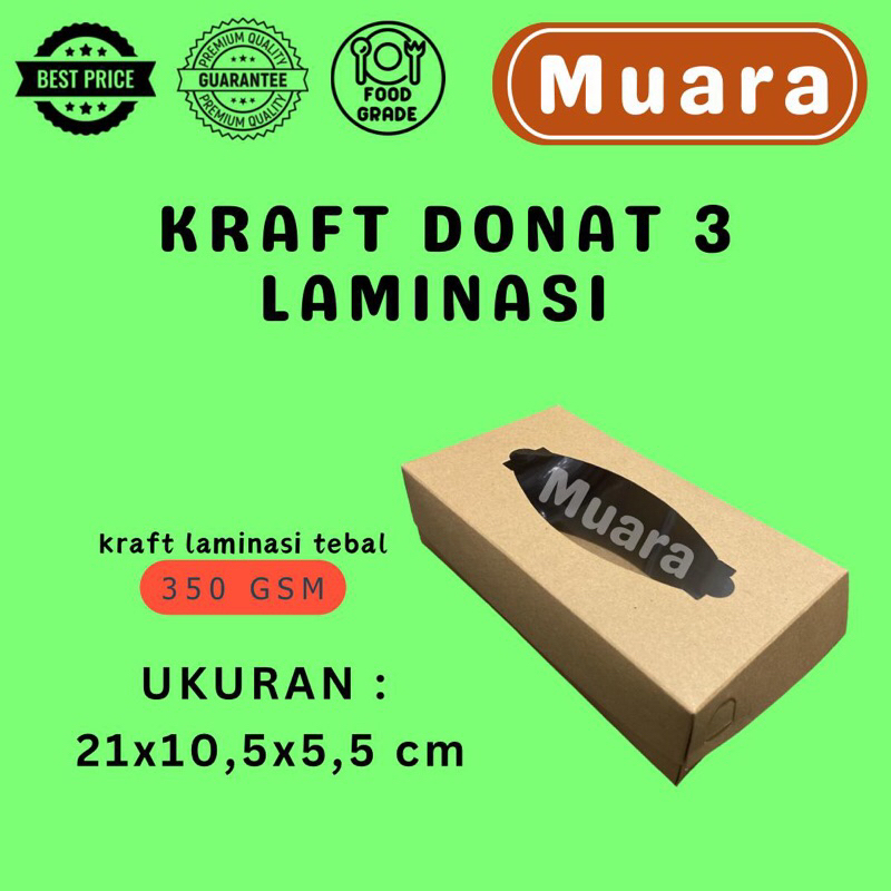 Jual Dos Kraft Donat Isi 3 Laminasi / Kardus Kotak Box Dus Hampers Kue ...