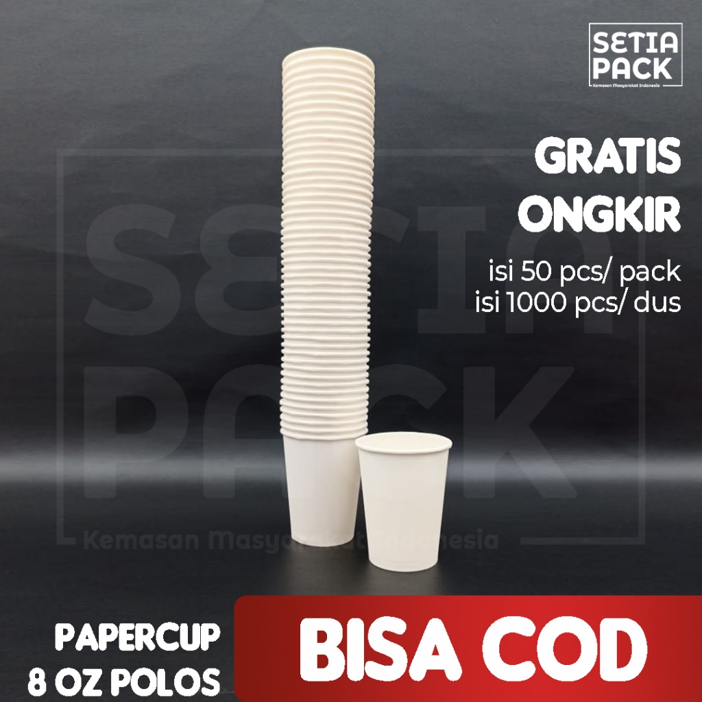 Jual Gelas Kopi Hot Paper Cup 8 oz Tahan Panas Isi 50pcs | Shopee Indonesia