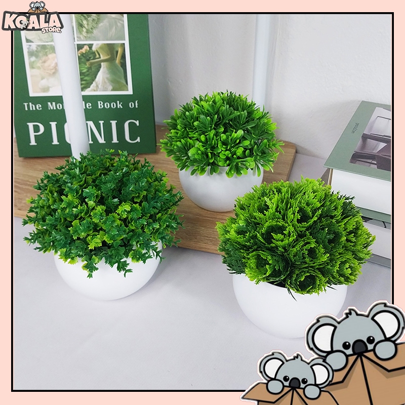 Jual Tanaman Bunga Hias Plastik Ornamen Pot Bonsai Daun Mini Pajangan ...