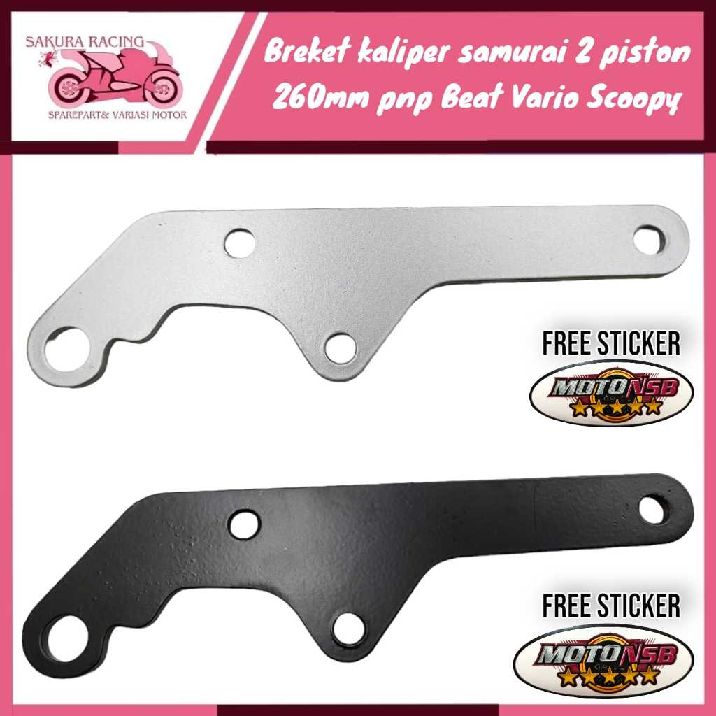 Jual Breket kaliper samurai 2 piston 260mm pnp beat vario scoopy free sticker black | Shopee ...