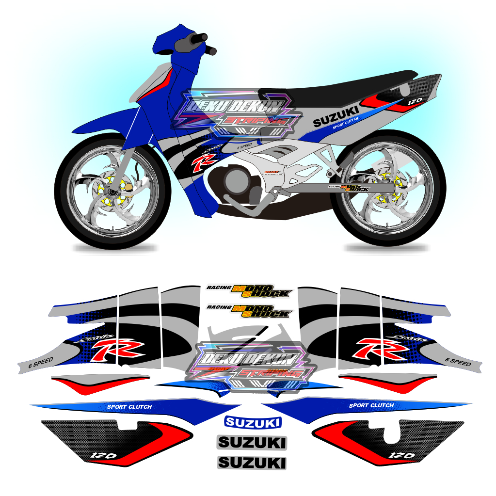 Jual Striping Satria Lumba 2 Tak Variasi Biru Silver Sport Clucth Bisa ...