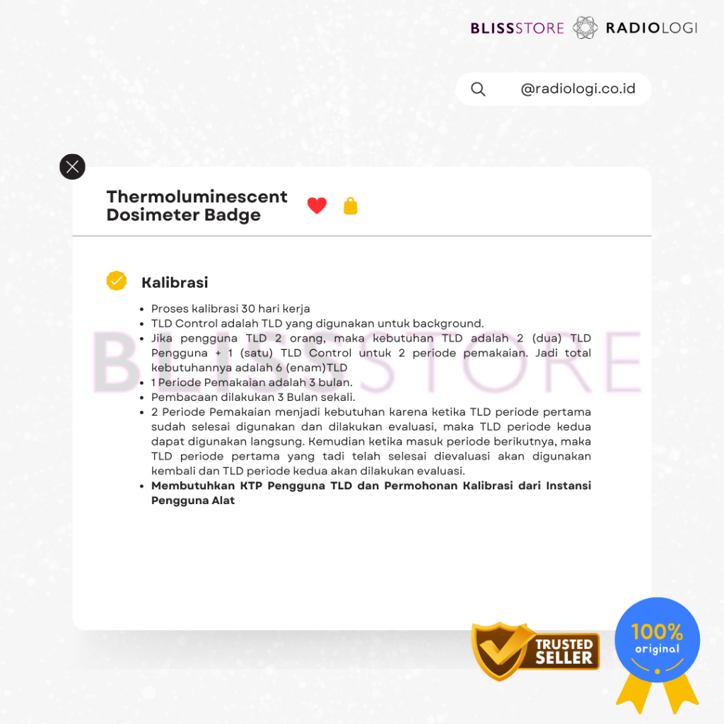 Jual TLD Badge BARC dengan Kalibrasi - Alat Pemantau Dosis Radiasi ...