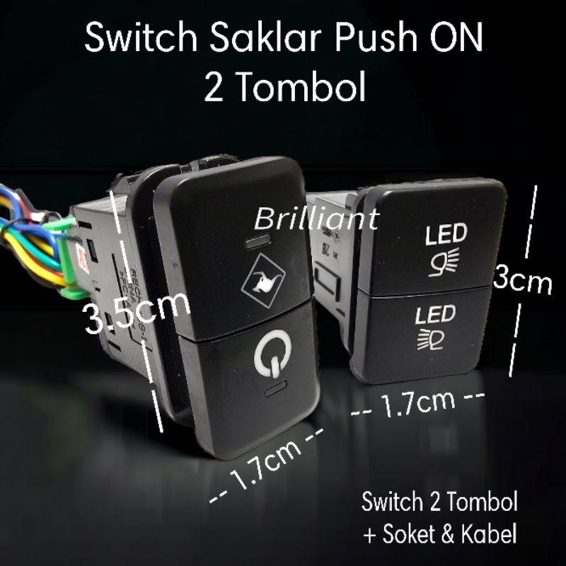 Jual Switch Saklar Lampu Push On Tekan - 2 Tombol Dalam 1 Saklar ...