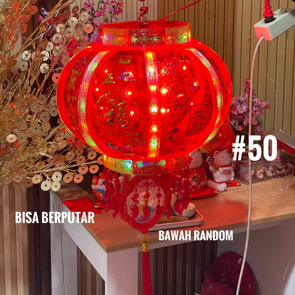Jual Lampion Lampu Imlek Besar Listrik LED Bisa Putar 360 Derajat / Red ...