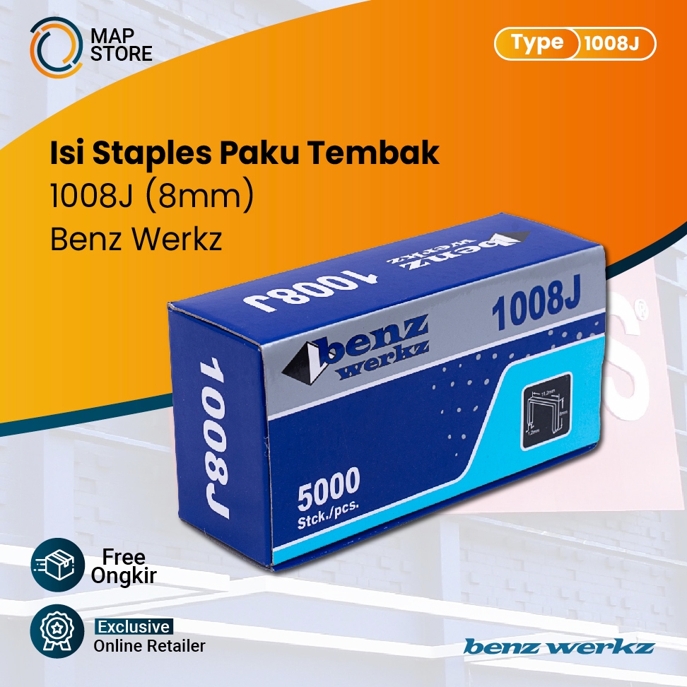 Jual BENZ 1008J Isi Mesin Staples Paku Tembak U Mata Nailer Gun 1008 J ...