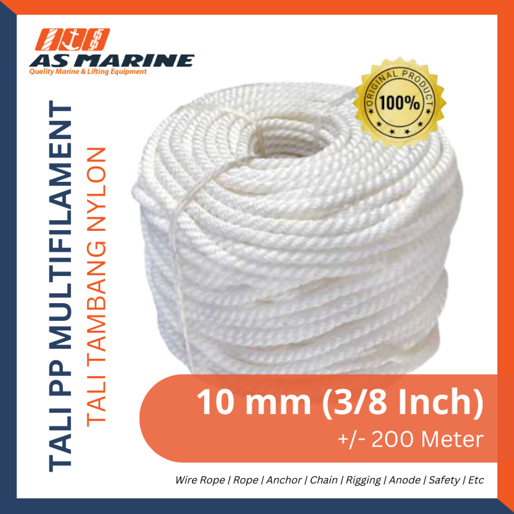 Jual Tali Tambang Nylon / Tali Plastik PP Multifilament 10 mm | Shopee ...