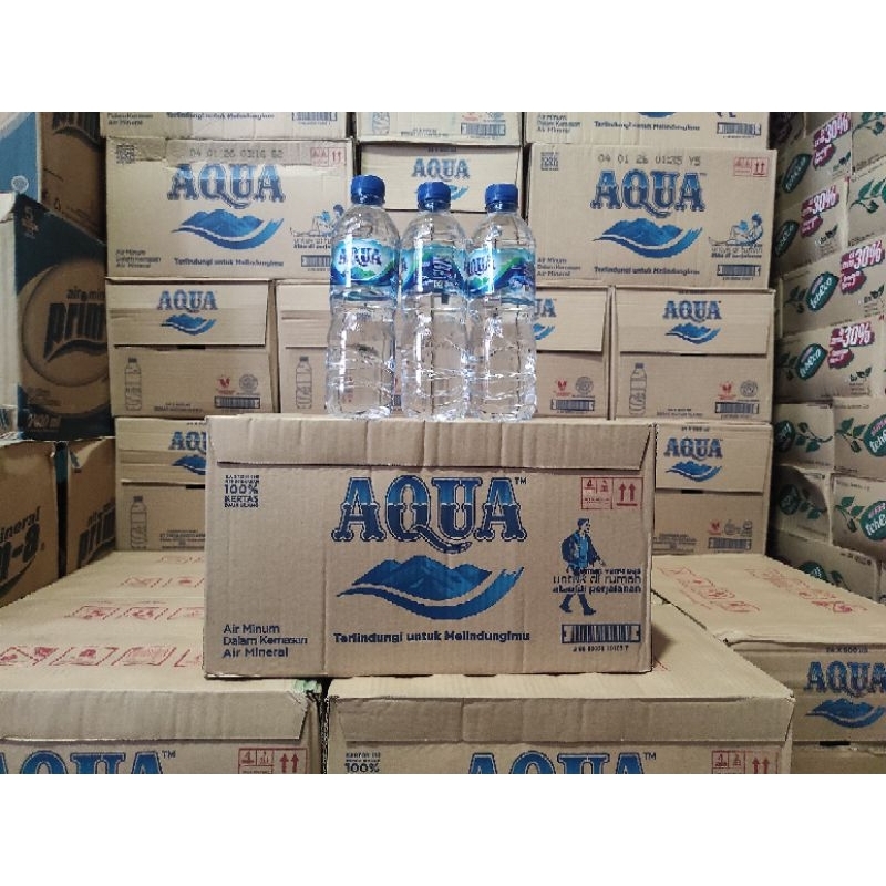 Jual Air Mineral Aqua Botol 600ml 1 dus isi 24 pcs | Shopee Indonesia