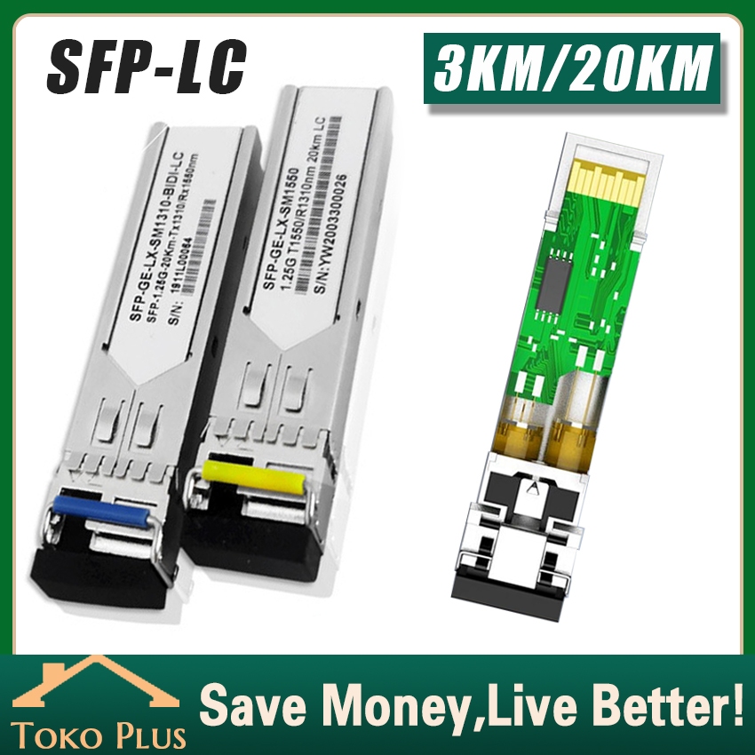 Jual 1Pasang SFP MODULE FIBER OPTIC BIDI SM SC 1.25G 3KM/20KM 1G SINGLE MODE FIBER OPTIK / Media ...