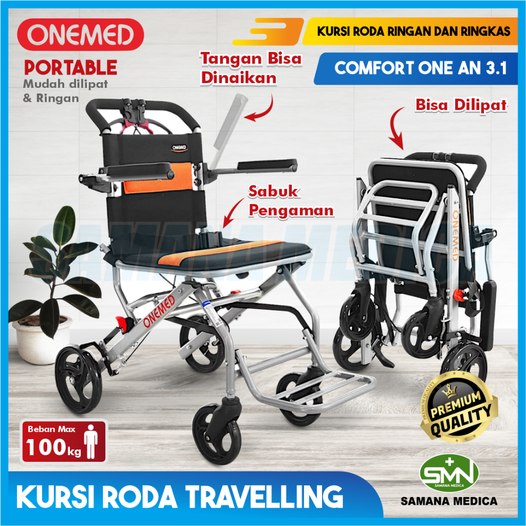 Jual Kursi Roda Traveling Haji Umroh ONEMED Comfort One 30AN3.1 ...