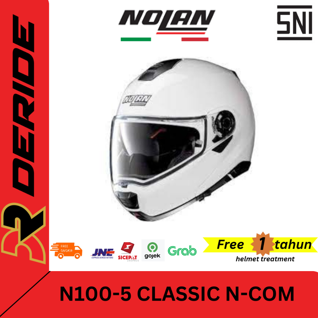 Jual HELM MODULAR NOLAN N100-5 CLASSIC N-COM 005 METAL WHITE MODULAR ...