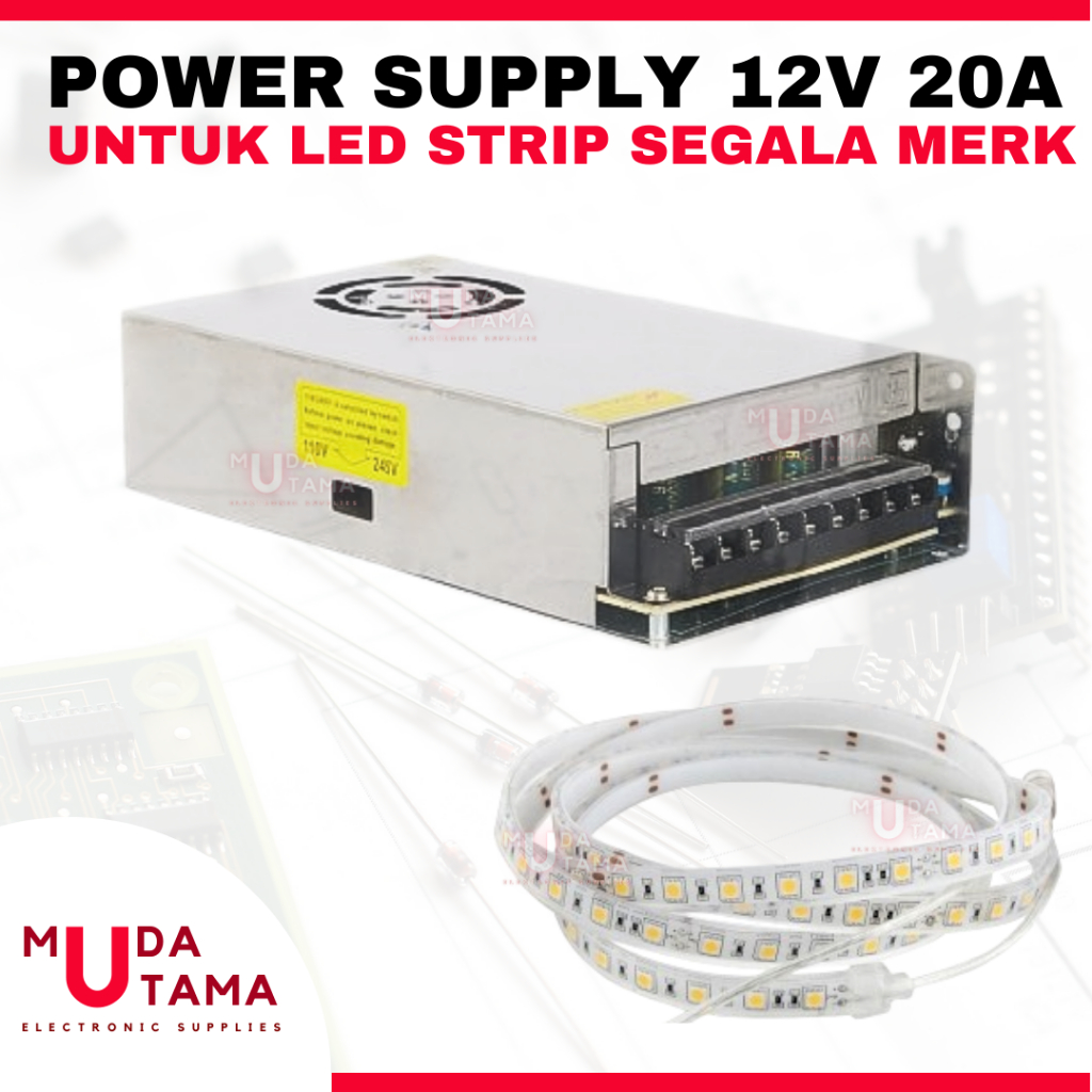 Jual Power Supply LED STRIP 12V 20A HIGH QUALITY | Adaptor LED STRIP ...