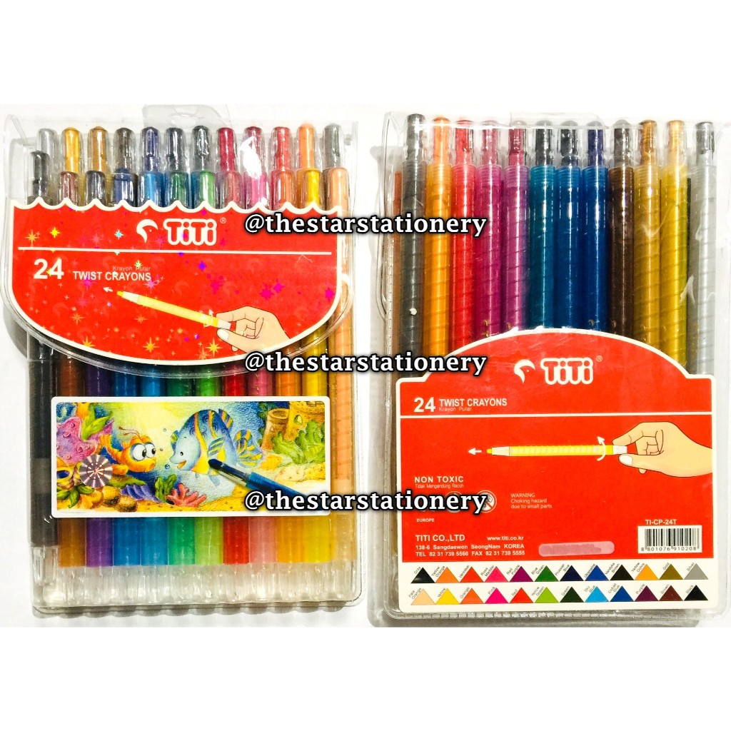 Jual (1 Set Isi 24 Warna) GROSIR Crayon Putar Titi TI-CP-24T 24 Warna ...