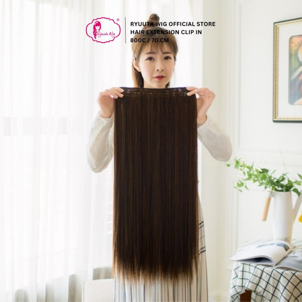 Jual Ryuuta Wig Hair Extension Clip Hair Clip Lurus Panjang Hitam ...