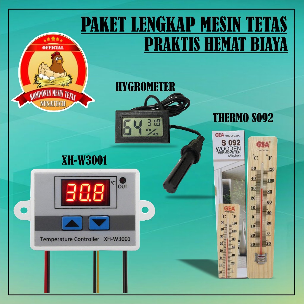 Jual Paket Lengkap Mesin Tetas Termostat W3001 Termo-Hygrometer Kabel ...