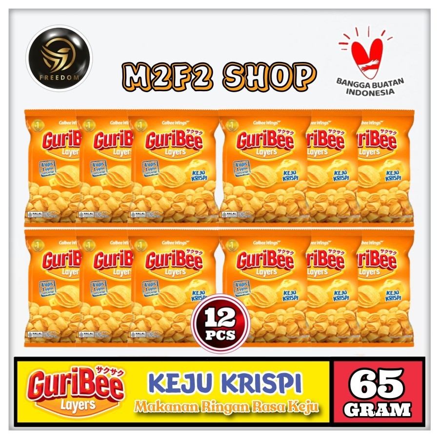 Jual Keripik GuriBee Layers Snacks Rasa Keju Krispi - 65 gr (Kemasan 12 Pcs) | Shopee Indonesia