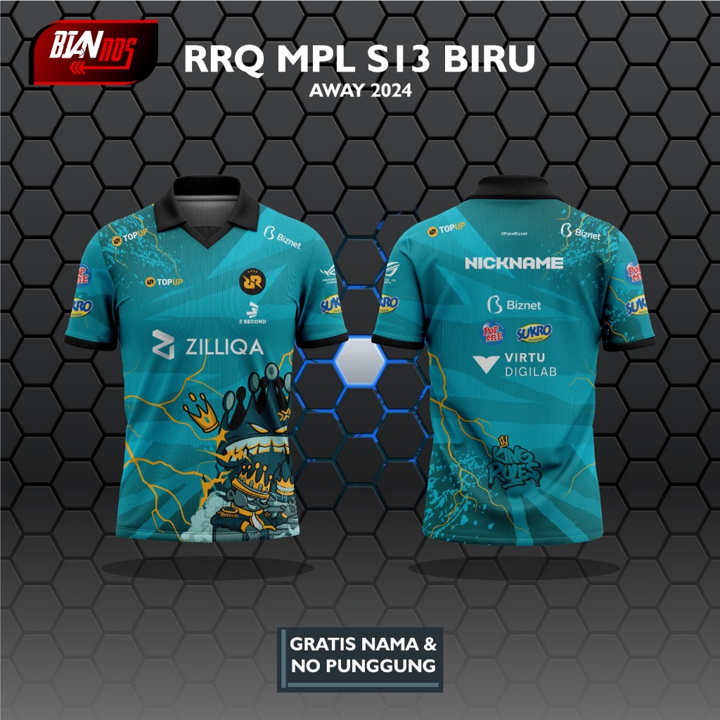 Jual JERSEY GAME RRQ MPL SEASON 13 AWAY BIRU 2024 FULL PRINTING (GRATIS ...