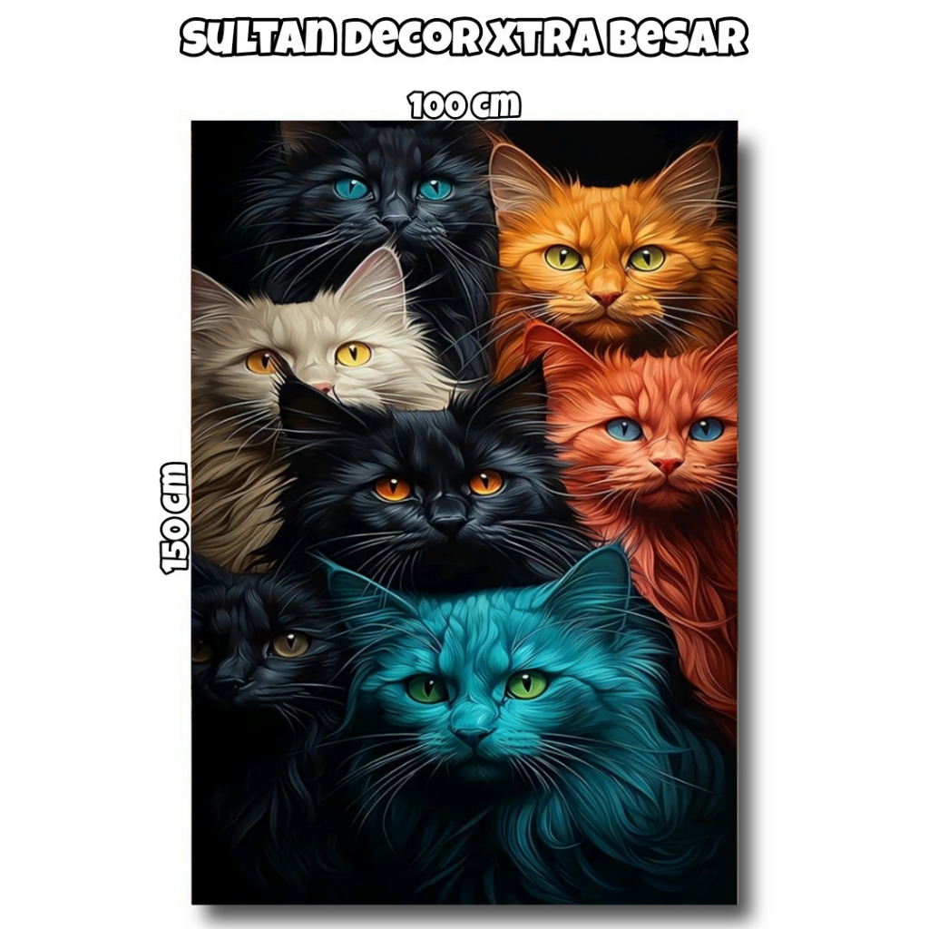 Jual LUKISAN CETAK POSTER PECINTA GAMBAR KUCING JUMBO / HIASAN DINDING ...