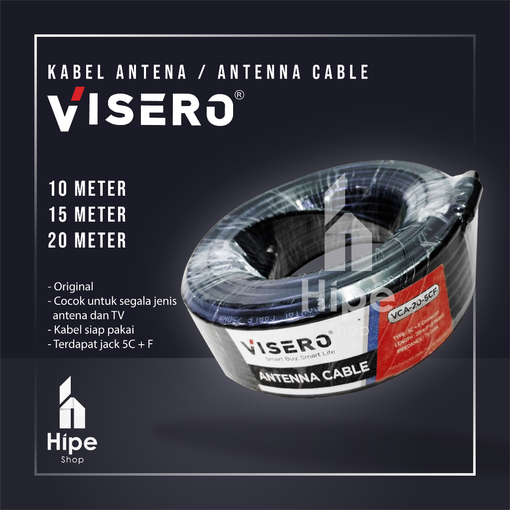 Jual Kabel Antena TV Digital Visero 10m 15m 20m / Coaxial Antenna Cable Digital analog smart TV ...