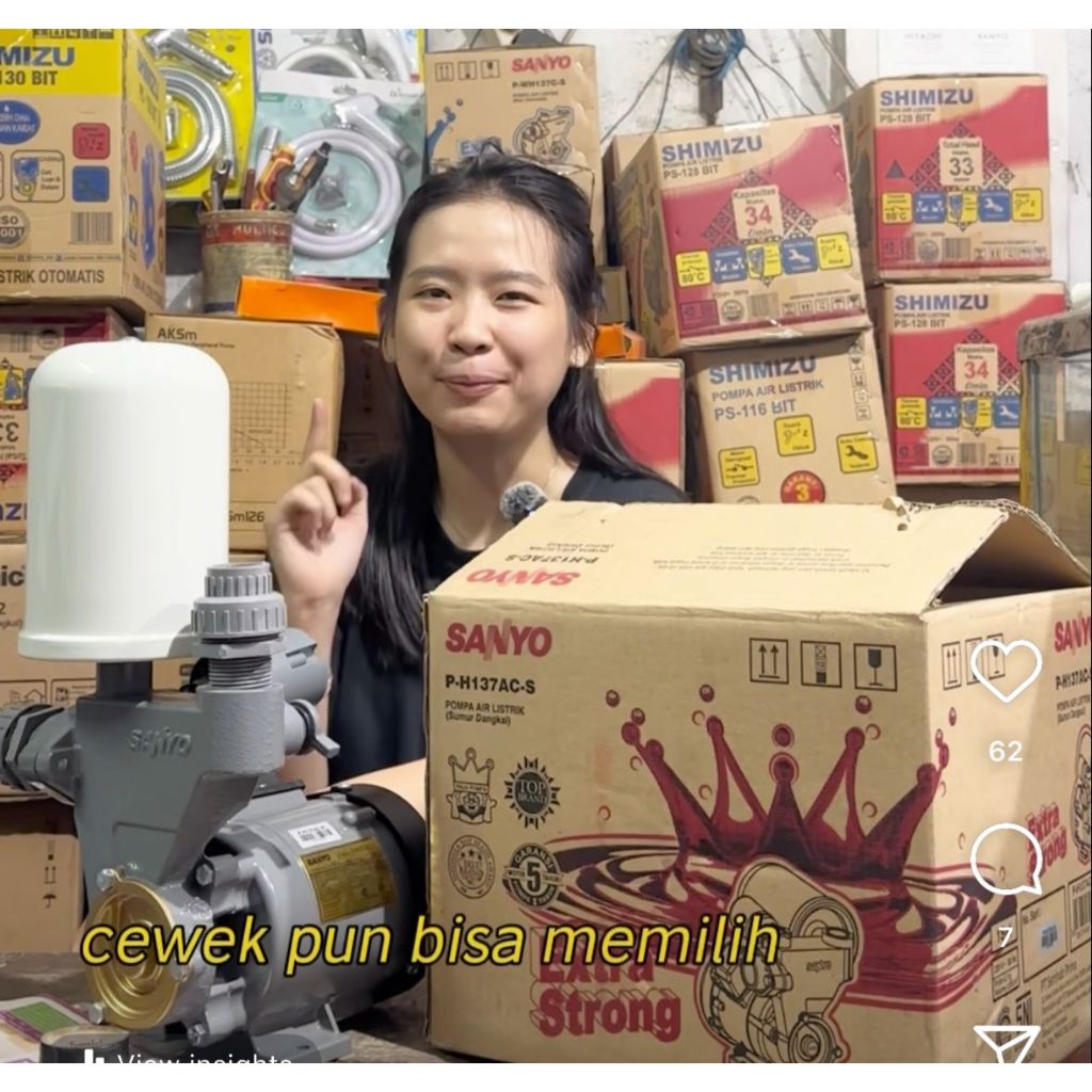 Jual Pompa SANYO PH 137 AC OTOMATIS , bisa untuk 2 lantai Mesin pompa air SANYO PH 137 AC PH ...