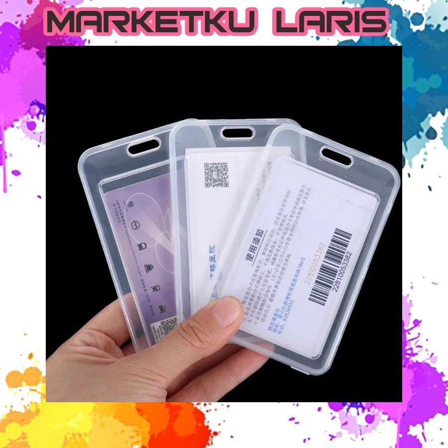 Jual MKL - Name Tag IDCard Transparant Gantungan Kartu Nama Plastik Vertical Lanyard Potrait ...