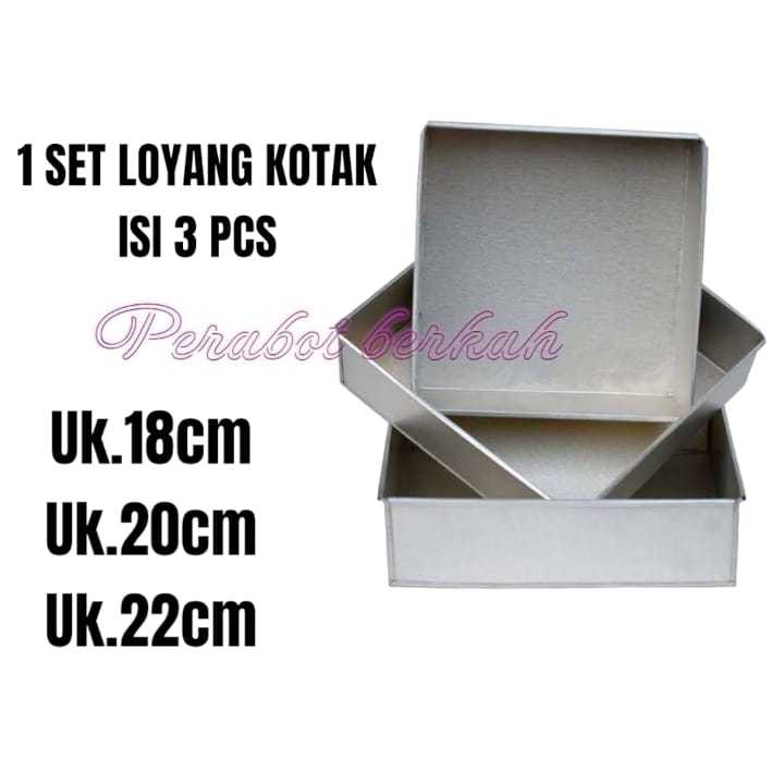 Jual 1 set loyang kotak isi 3 pcs | Shopee Indonesia