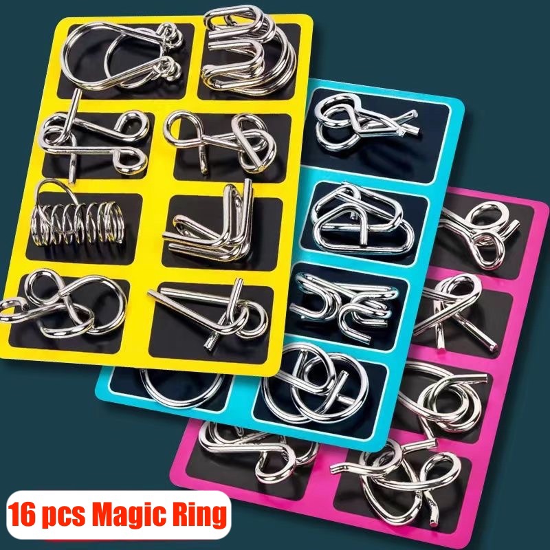 Jual MAXI TOYS T16 Magic Ring Puzzle Toys Metal 8 In 1 Brain Teaser ...