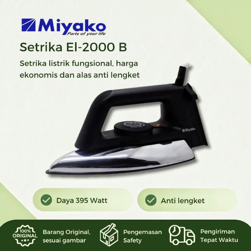 Jual Setrika Miyako EI 2000B / Setrika Kering Miyako El 2000 B / EL2000B Setrika Anti Lengket ...