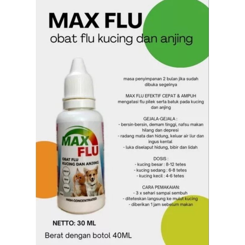 Jual Obat Flu Batuk Anjing Kucing Obat MAX FLU 30 ML Cepat Ampuh ...