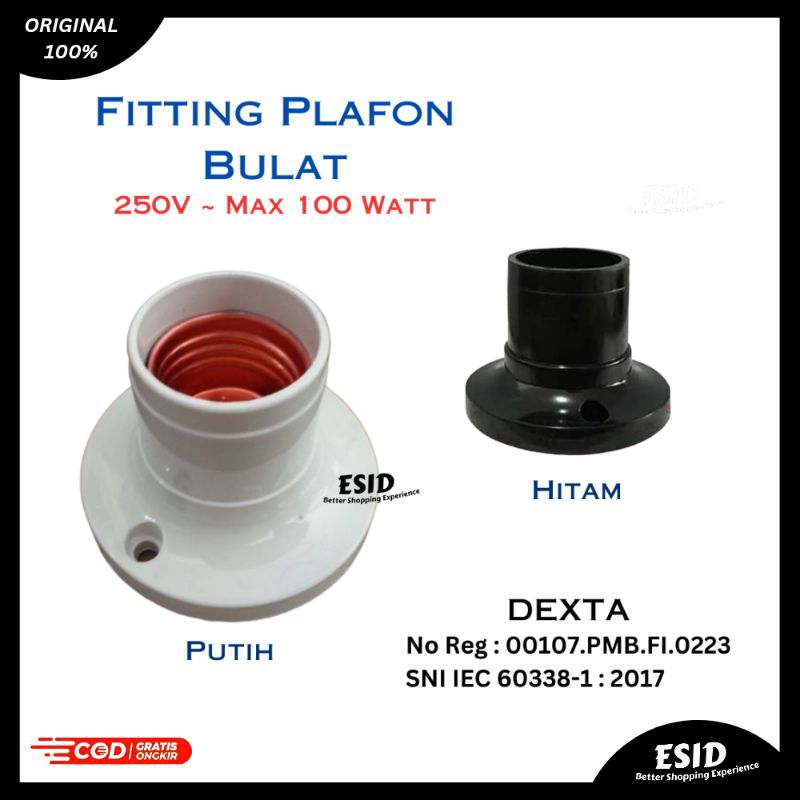 Jual Dexta Fitting Plafon Bulat SNI | Fitting Lampu Plafon | Lampholder ...