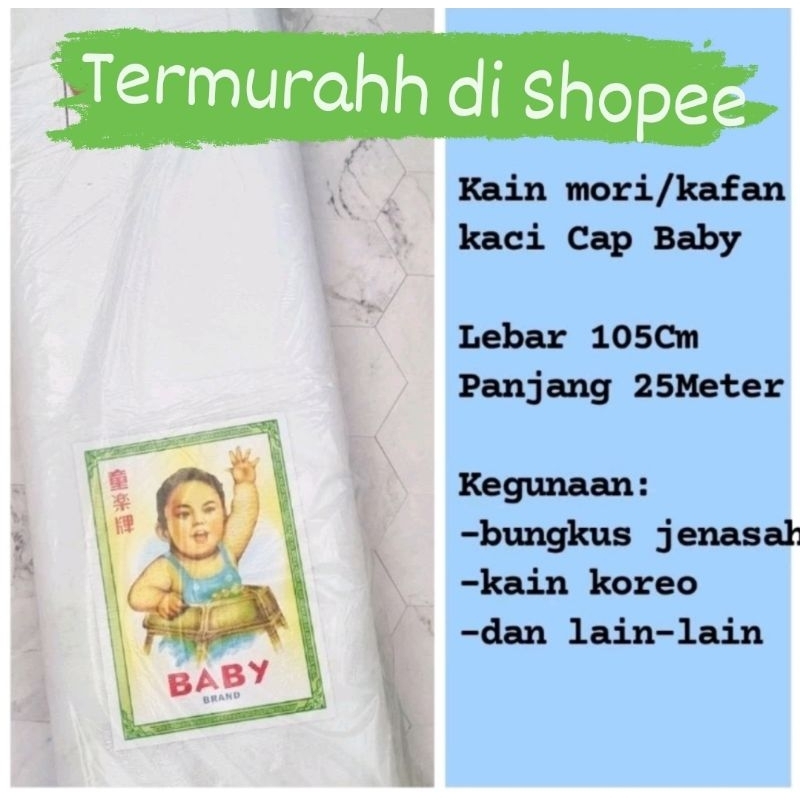 Jual KAIN MORI KAFAN KACI KOREO CAP BABY Lebar 105Cm Panjang 25M ...