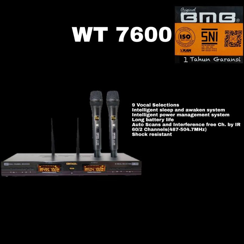 Jual Mic Wireless BMB WT-7600 BMB WT7600 Original BMB Mic wirless BMB ...