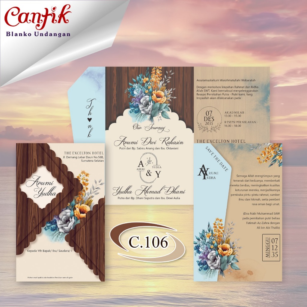 Jual Blangko Undangan CANTIK 106 (Free File Setting Corel) | Shopee ...