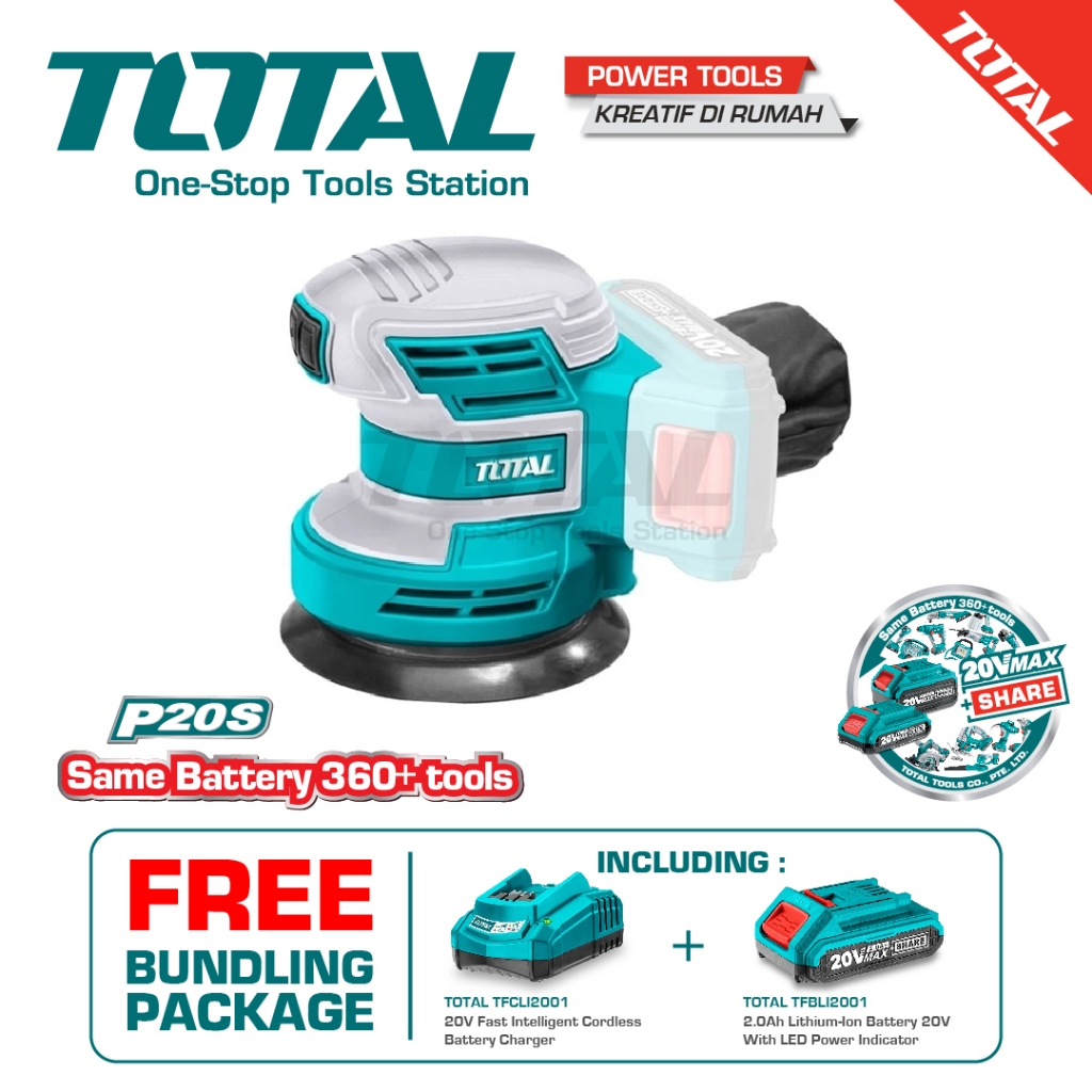 Jual Total Tools - Lithium-Ion Random Orbit Sander/Mesin Amplas Bulat ...