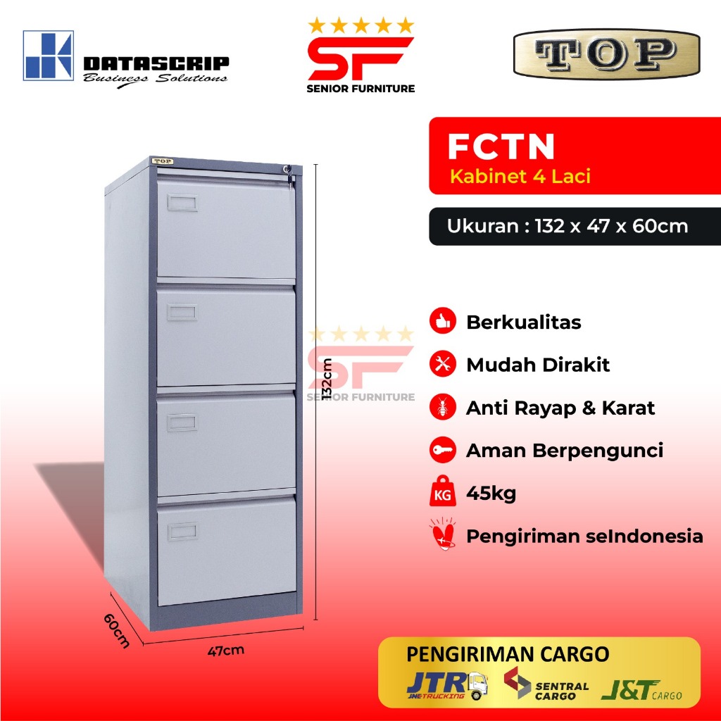 Jual 𝐂𝐀𝐑𝐆𝐎 Lemari kabinet arsip besi Filling Cabinet 4 Laci TOP FCTN-4 ...