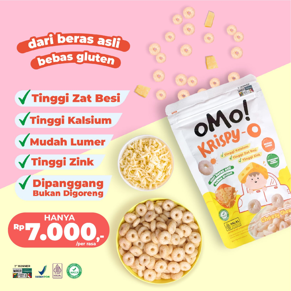 Jual [NEW] OMO! Krispy O | Rasa Cheesy Cheese, 15gr - Snack 8 bulan++ | Shopee Indonesia