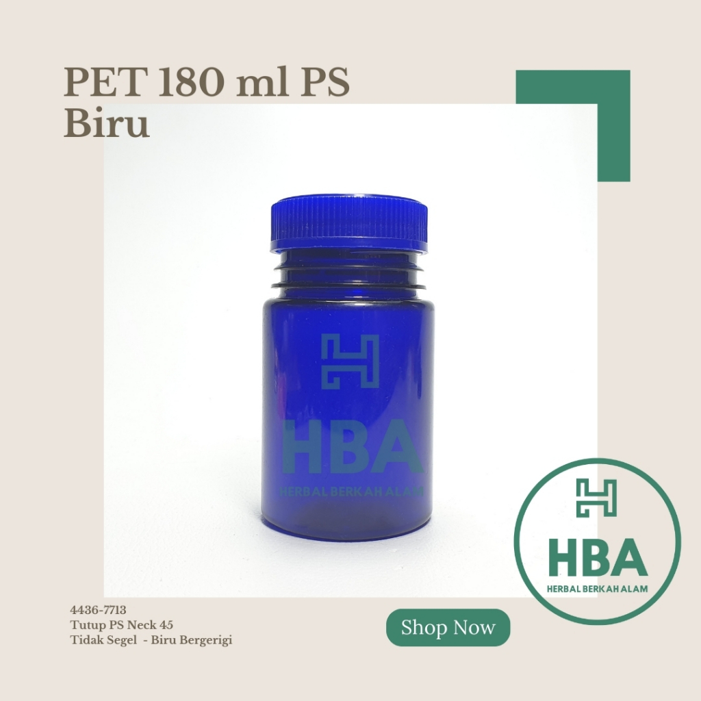 Jual Botol Obat 180 ml Biru Tutup Biru Gerigi Kecil / Botol Obat ...