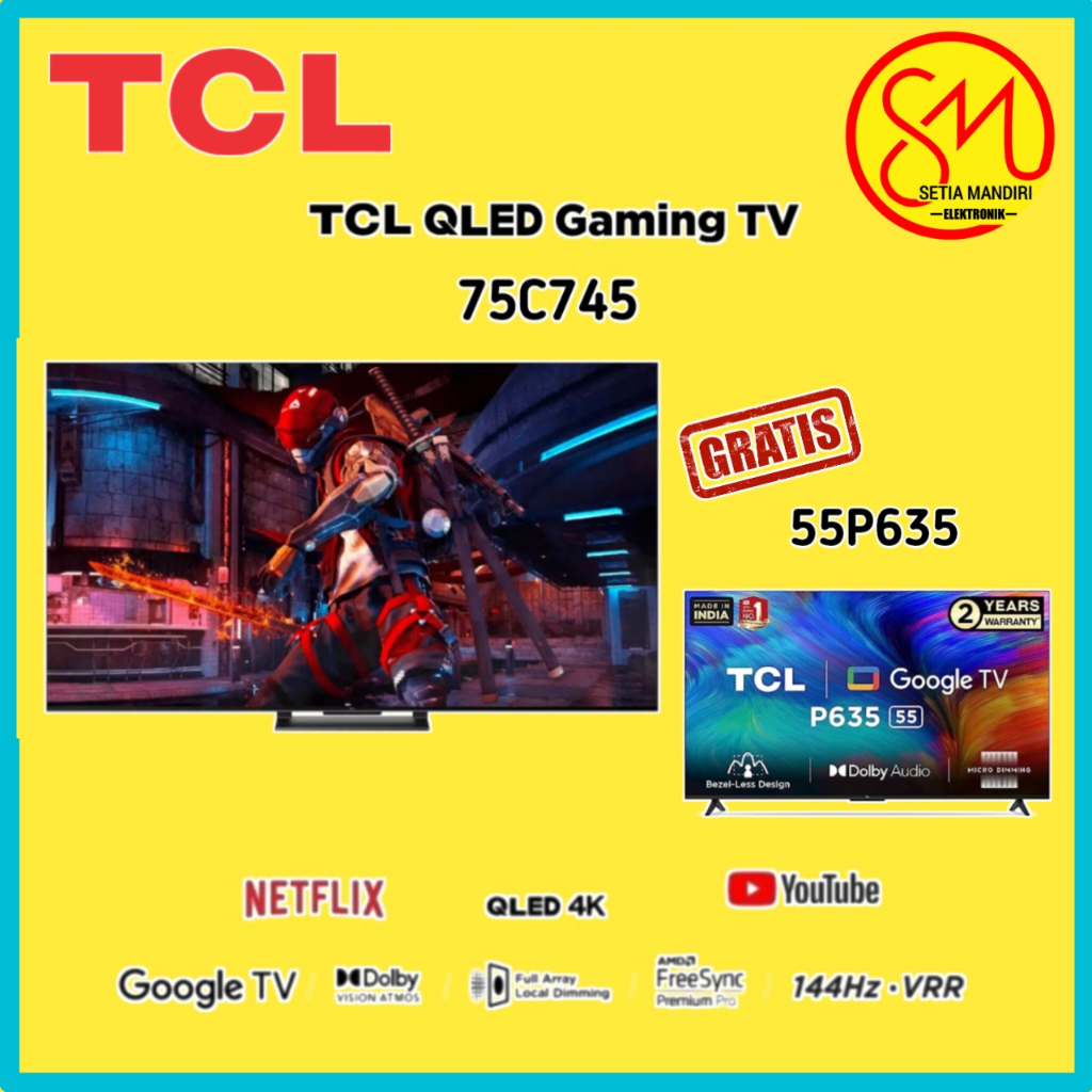 Jual TCL 75C745 / C745 QLED 4K UHD Smart Google TV w/ 144Hz VRR 75 Inch ...