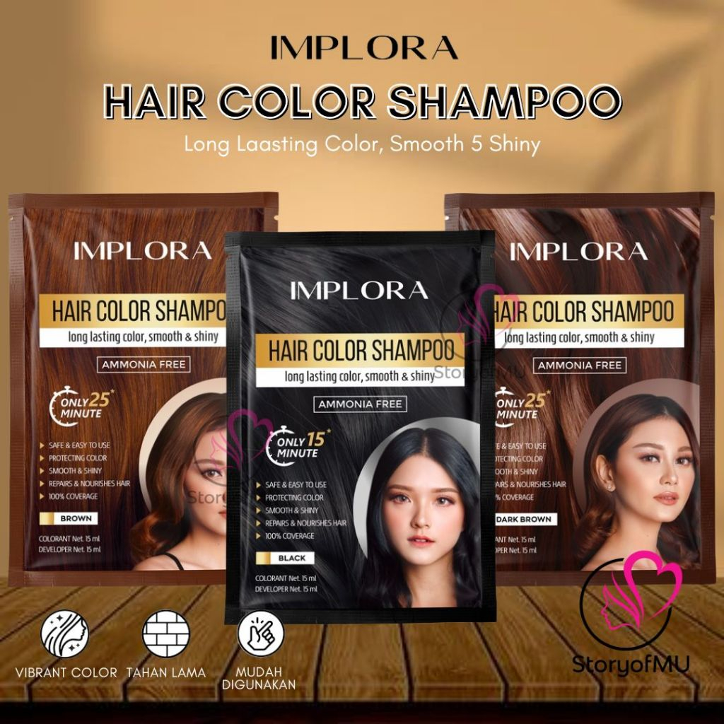 Jual IMPLORA Hair Color Shampoo Sachet 15ml - Pewarna Rambut | Shopee ...