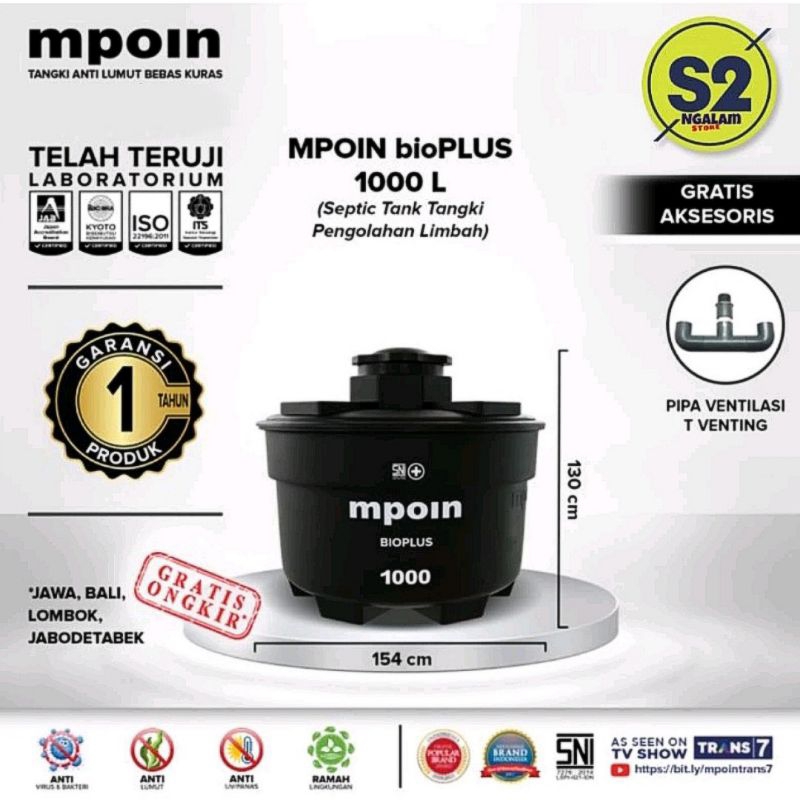 Jual Tandon Air - MPOIN BIOPLUS 1000 Liter SEPTIC TANK | Shopee Indonesia