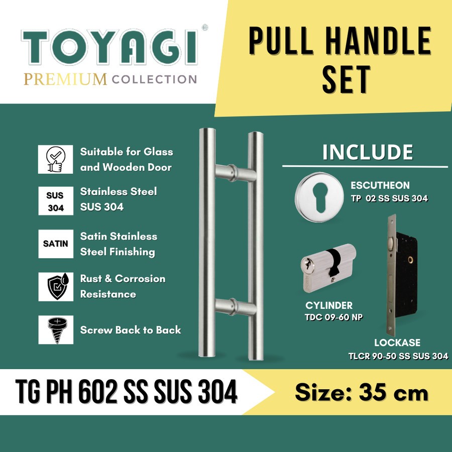Jual TOYAGI Pull Handle/ Gagang Pintu Set TG PH 602 SS SUS 304, 35 ...
