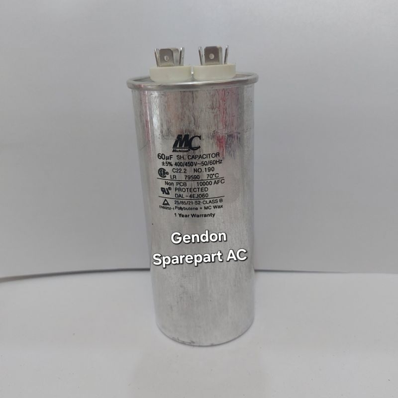 Jual Kapasitor AC MC 60 uF / 60 mikro kaki 2 Capasitor AC 60uf | Shopee Indonesia
