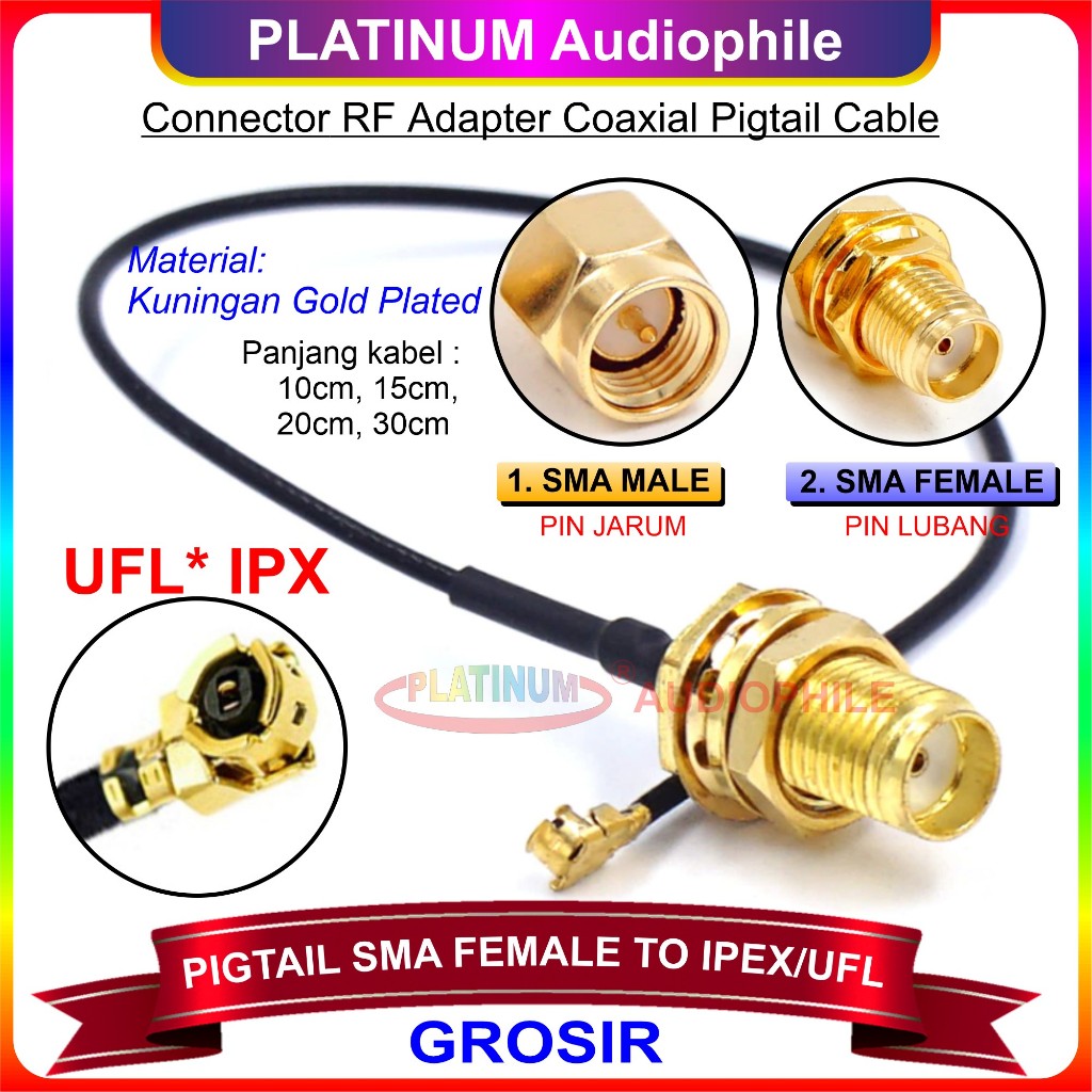 Jual Pigtail SMA Male Female to UFL IPX IPEX PI-11 12 Kabel Konektor RF Adapter Modem Wifi ...