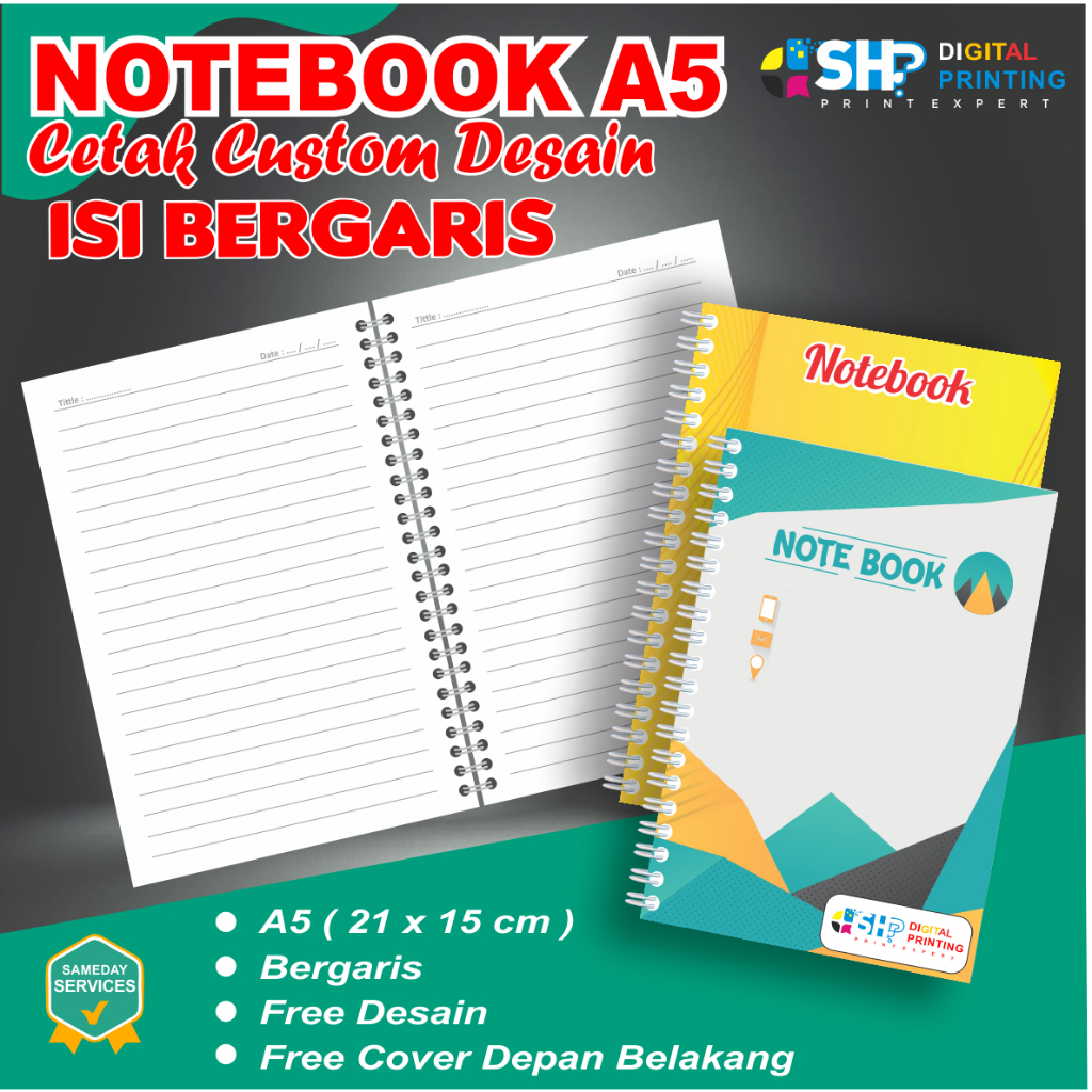 Jual Cetak NoteBook A5 Buku Catatan Custom Desain Dan Free Laminasi ...