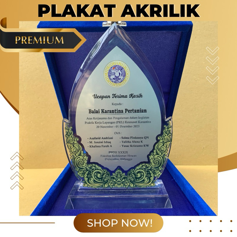 Jual PREMIUM PRODUK!! Plakat Akrilik tebal 8mili + box Plakat/piala ...
