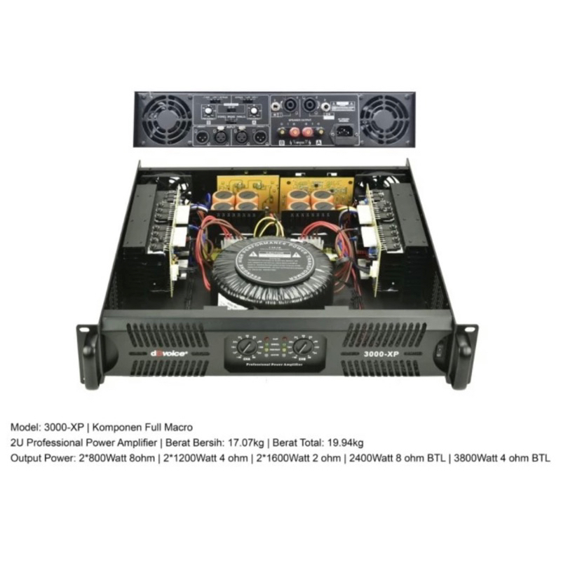 Jual power amplifier 2 channel dbvoice 3000xp original class h 3000 xp ...
