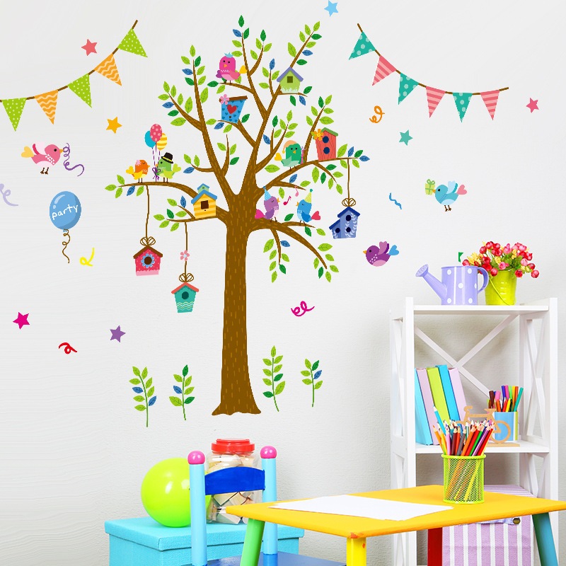 Jual Reliza Wall Sticker Pohon Hijau Animal Hewan Zoo Kebun Binatang ...