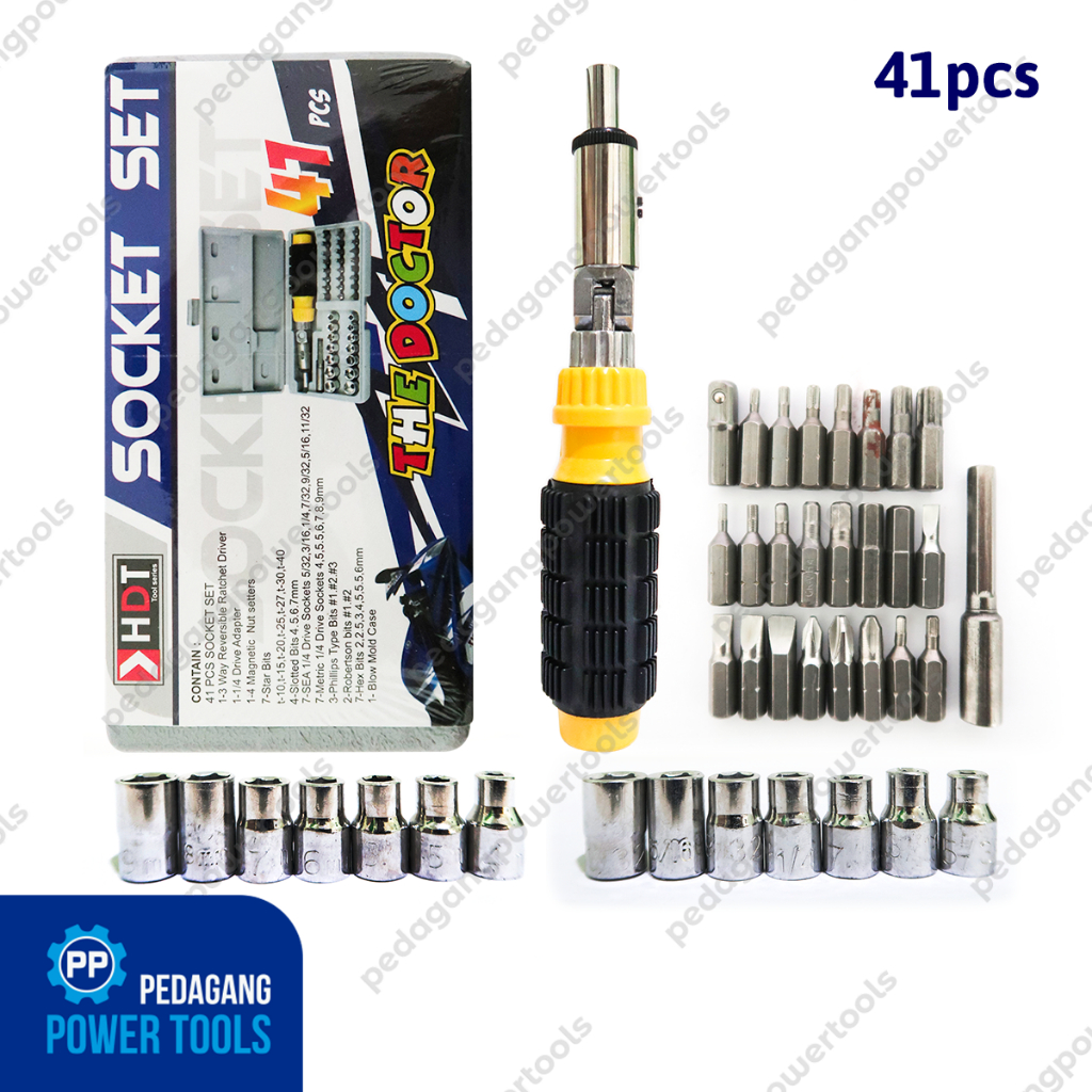 Jual HDT KUNCI SOK SET 41 PC MATA SOCK SOKET SHOCK SOCKET OBENG ...